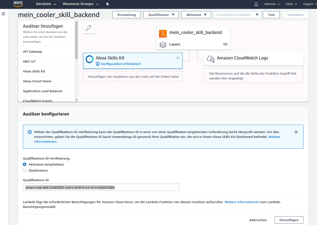 Alexa Skill mit ASK und AWS Lambda (German) | bahnson @ GitHub
