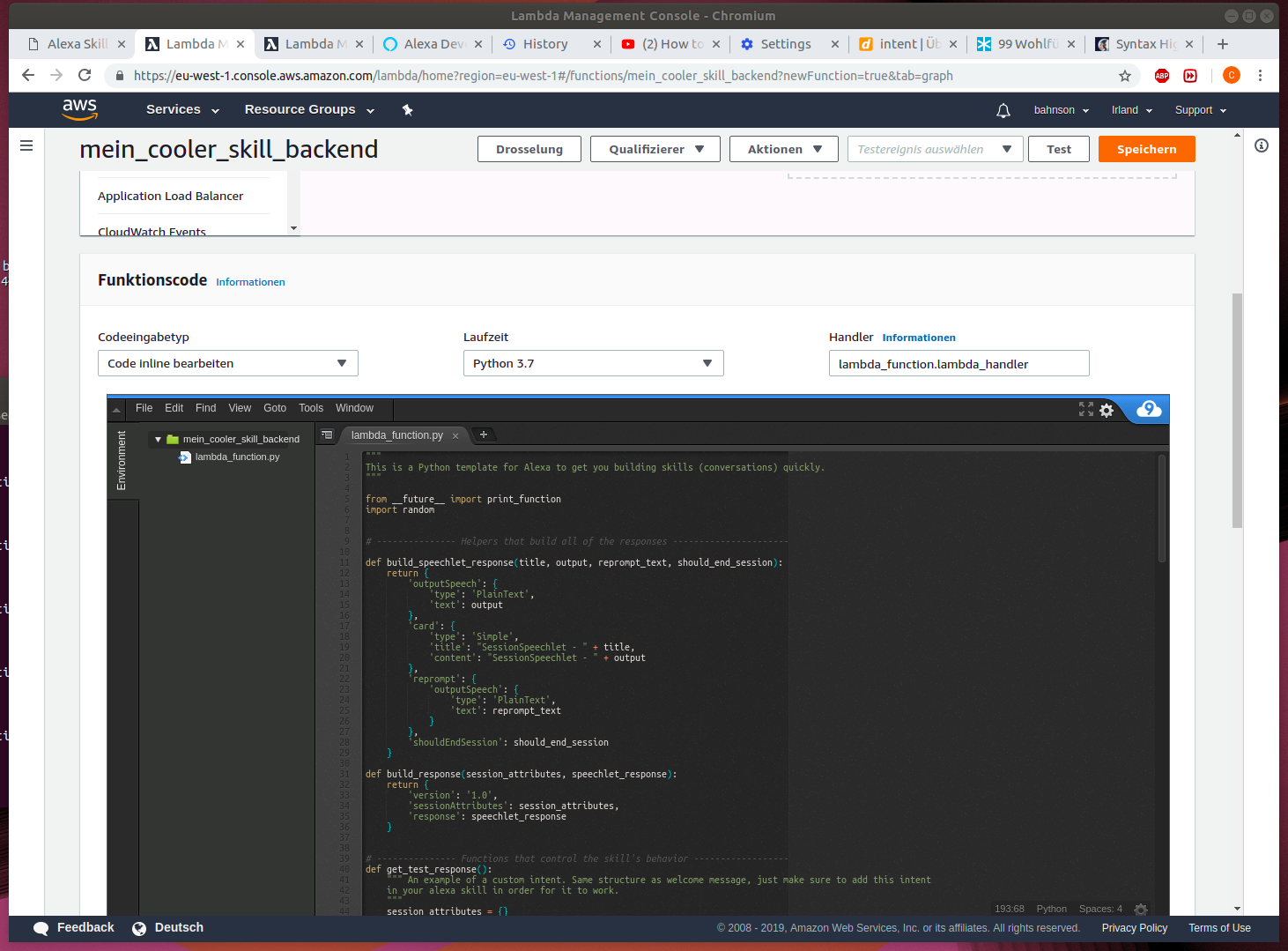 Alexa Skill mit ASK und AWS Lambda (German) | bahnson @ GitHub